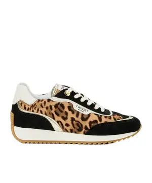 TWINSET Leopard Print Lace-up Sneakers - White