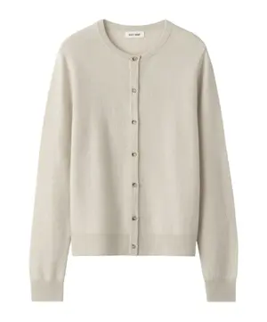 Soft Goat Buttoned Round-neck Cardigan - Beige