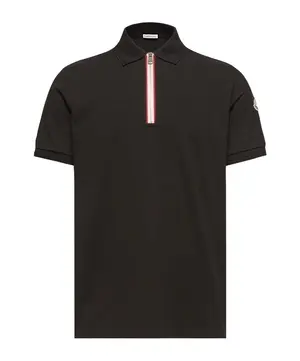 Moncler Tricolor-trimmed Cotton Polo Shirt