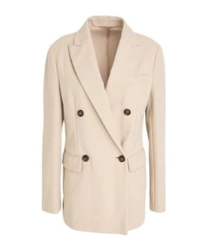 Brunello Cucinelli Minimalist Double-breasted Blazer - Nude