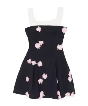 Stine Goya Ruffled Floral Mini Dress - Navy Blue