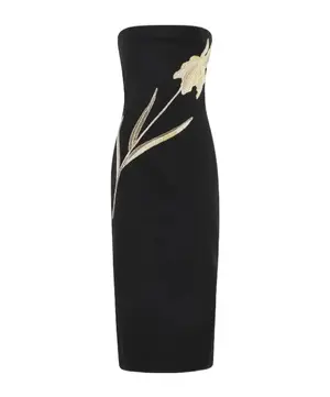 Staud Brooke Embroidered Strapless Dress