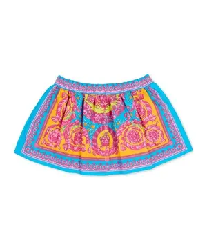 Versace Printed Cotton-poplin Skirt With Medusa Head Embellishment