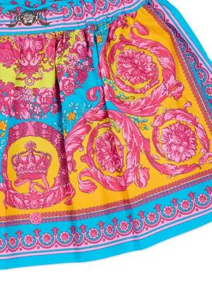 Versace Printed Cotton-poplin Skirt With Medusa Head Embellishment