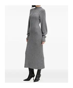 TWINSET Long-sleeved Ribbed Knit Dress With Turtleneck