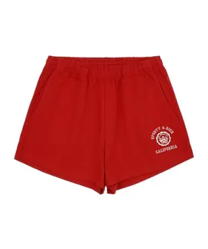 SPORTY  RICH Sporty & Rich Elasticated Logo Shorts - Red