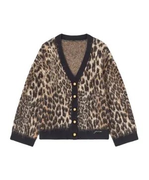 GANNI Print Button Cardigan - Leopard