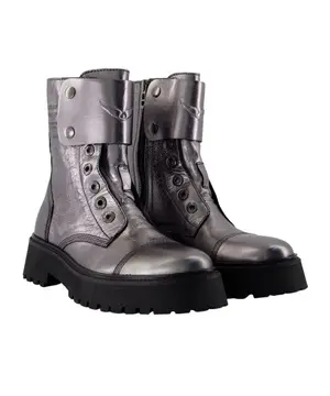 Zadig&Voltaire Metallic Leather Ankle Boots - Black