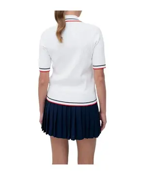 SPORTY  RICH Cable-knit Polo Top - White