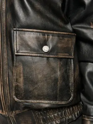 MISBHV Leather Bomber Jacket With Fur Collar