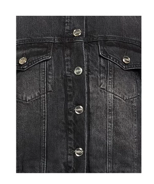 GANNI Denim Bomber Jacket With Ruched Sleeves - Black