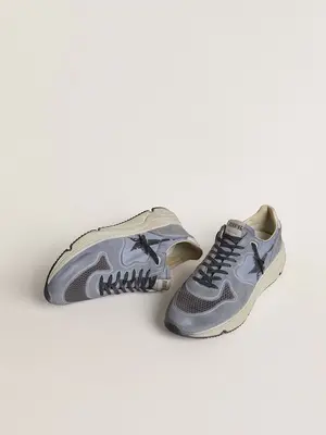 GOLDEN GOOSE Running Sole Sneakers In Nylon And Nubuck - Light Blue