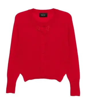 Simone Rocha Embellished Cashmere Cardigan - Red