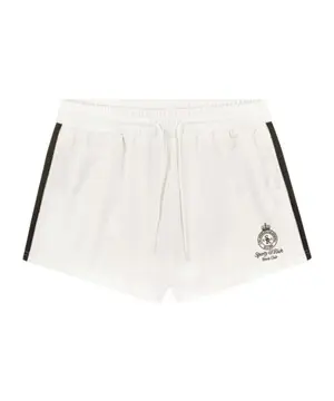 SPORTY  RICH Sporty & Rich Logo Embroidered Side Stripe Shorts - White