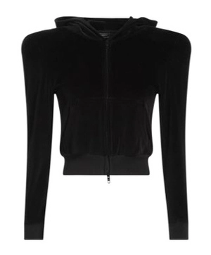 Balenciaga Cropped Velour Hooded Jacket