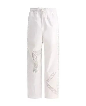 MARINE SERRE Cotton Trousers With Logo Detailing - White