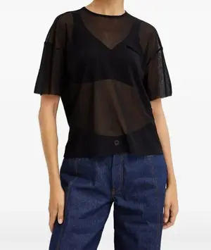 JEAN PAUL GAULTIER Short Sleeve Sheer T-shirt - Black