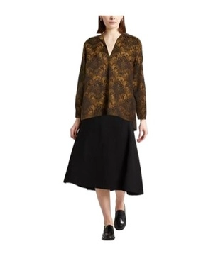 Max Mara Print Collared V-neck Long-sleeve Top