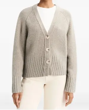 Soft Goat Button V-neck Cashmere Cardigan