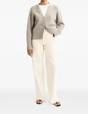 Soft Goat Button V-neck Cashmere Cardigan