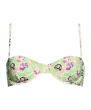 Tory Burch Tory Burch Floral-Print Balconette Bikini Top Green