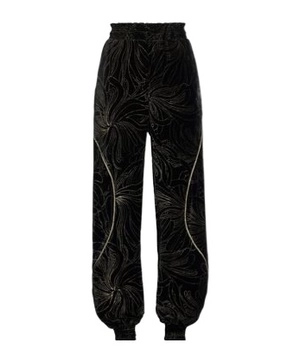 Chloé Velvet Jogger Pants With Gold Piping - Black