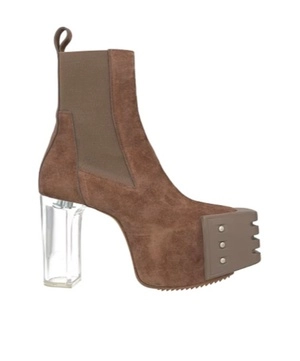 Rick Owens Suede Square-toe Block Heel Ankle Boots