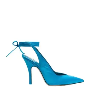 Attico Ankle-tied Leather Pumps Blue