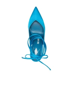 Attico Leather Pumps With Tie-fastening Ankle Strap - Blue