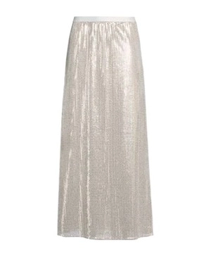 MAXCO. Max&co. Shiny Silver Grid Midi Skirt