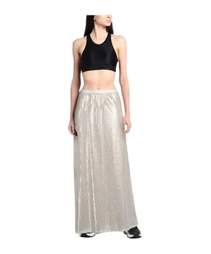 MAXCO. Max&co. Shiny Silver Grid Midi Skirt