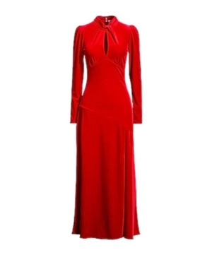 GANNI Velvet Dress With Appliqués And Crystals - Red