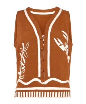 ERES Oursin Embroidered Sleeveless Vest - Brown