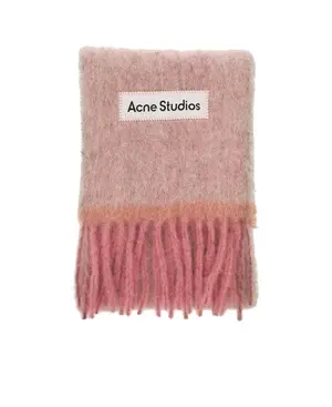 Acne Studios Logo Patch Fringed-edge Scarf - Nude