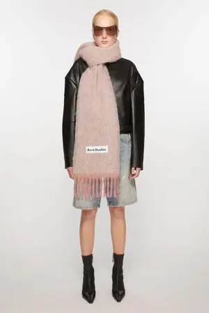 Acne Studios Logo Patch Fringed-edge Scarf
