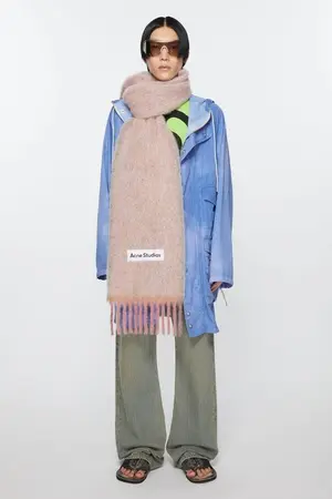 Acne Studios Logo Patch Fringed-edge Scarf