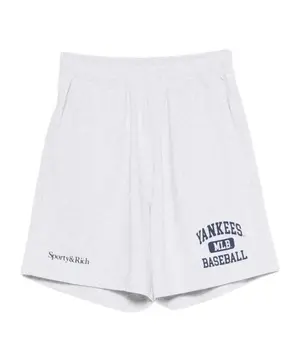 SPORTY  RICH Sporty & Rich X New York Yankees Knee-length Cotton Shorts - White