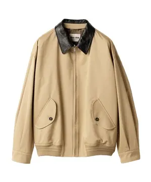 Miu Miu Chino And Leather Bomber Jacket - Cord