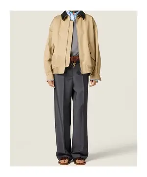 Miu Miu Chino And Leather Bomber Jacket