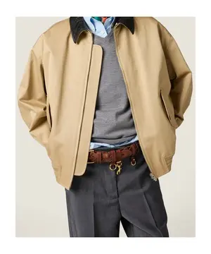 Miu Miu Chino And Leather Bomber Jacket