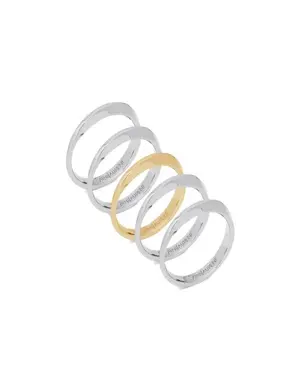 Saint Laurent Twist Rings In 18k Grey Gold And 18k Yellow Gold - White