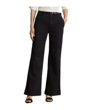 Ralph Lauren Cotton Chino Flared Trousers With Belt - Black