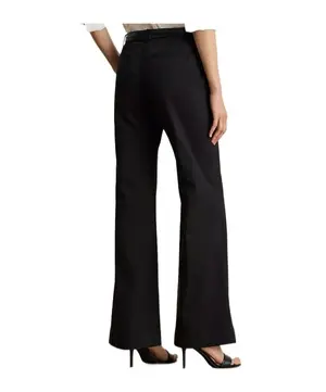 Ralph Lauren Cotton Chino Flared Trousers With Belt - Black