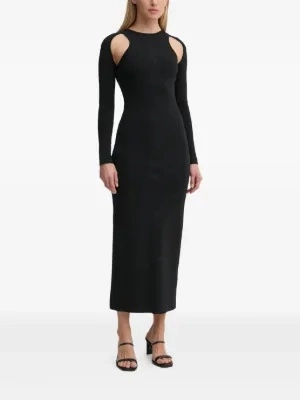Nanushka Cut-out Long-sleeved Midi Dress - Black