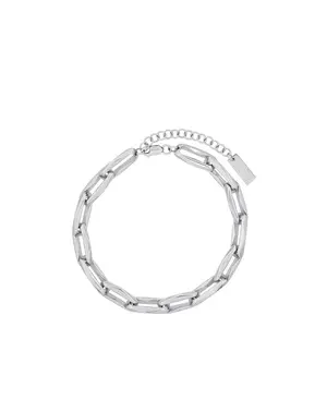 Saint Laurent Geometric Chain Bracelet In 18k Grey Gold - White