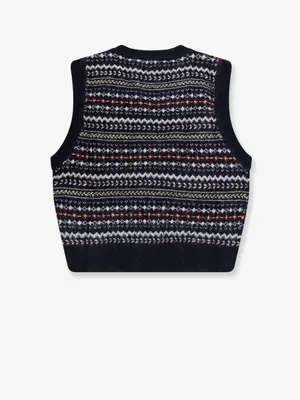 DUNST Fairisle-pattern V-neck Sweater