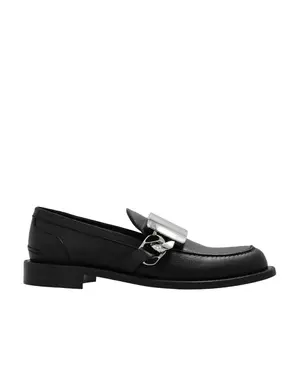 J.W.ANDERSON Logo-engraved Leather Loafers - Black