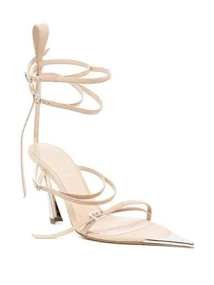 MUGLER 95mm Leather Strappy Fang Sandals