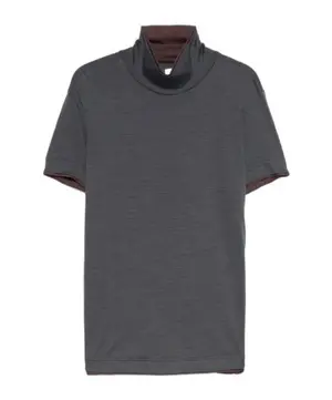 Eleventy High-neck Short-sleeve Top - Black