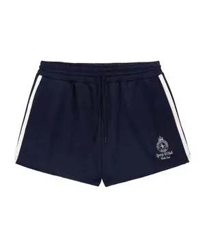 SPORTY  RICH Sporty & Rich Logo-embroidered Side-stripe Shorts - Black